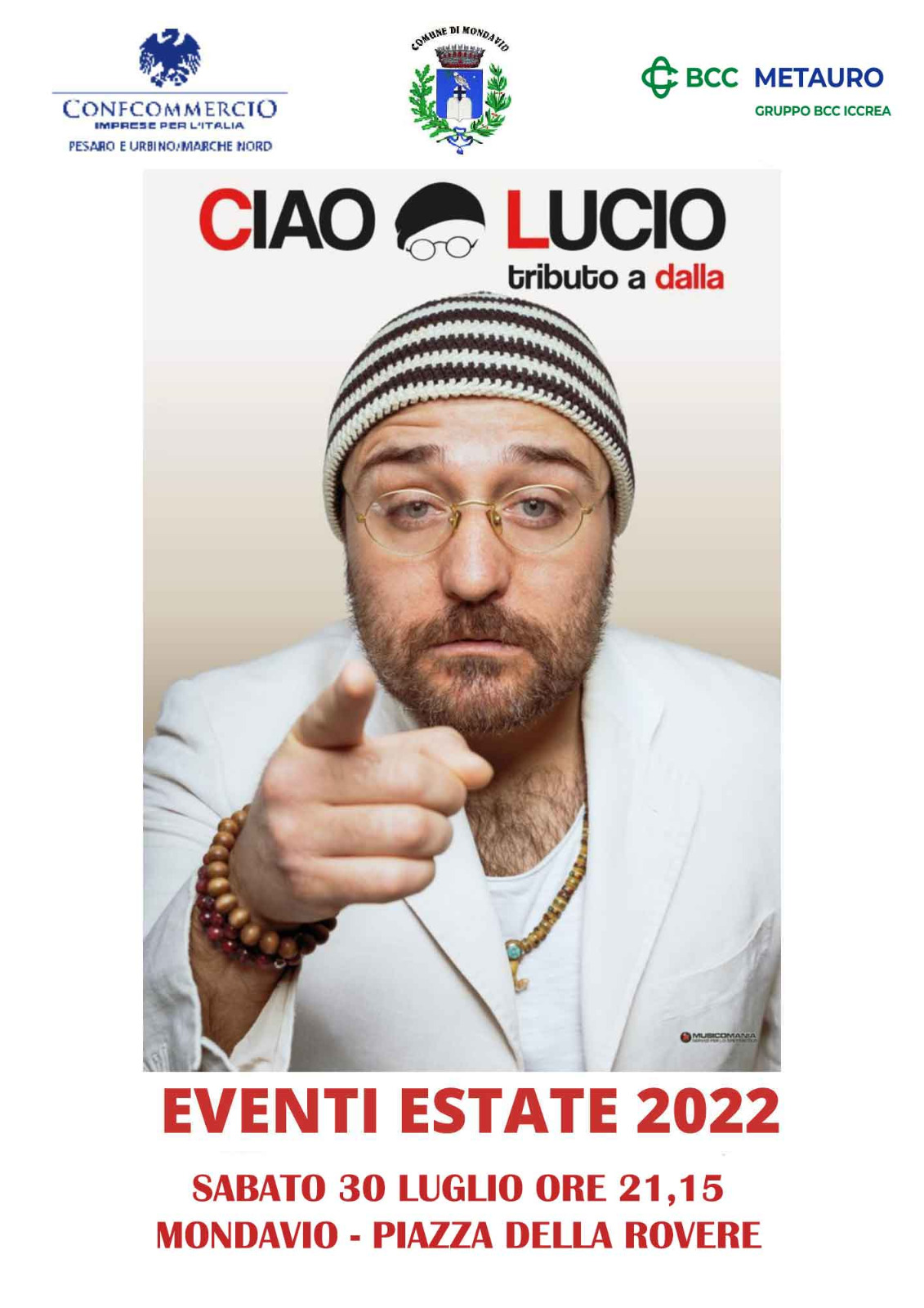 ‘Ciao Lucio’, tributo a Lucio Dalla a Mondavio