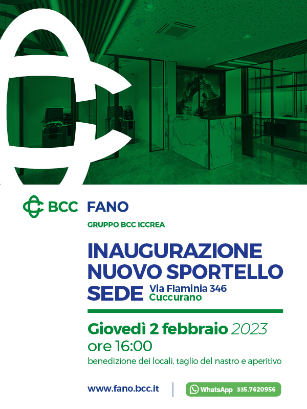 Nuovo Sportello Sede BCC Fano a Cuccurano: pratico, green e innovativo